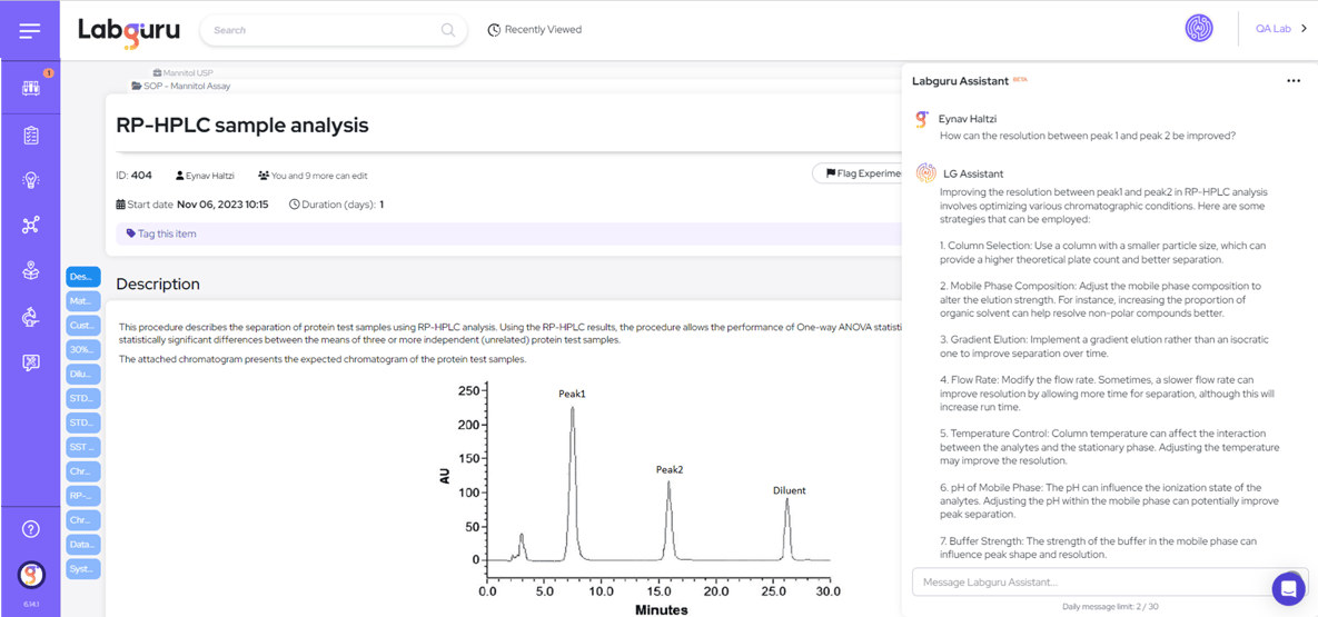 Labguru Launches Revolutionary AI-Powered Chatbot: Labguru Assistant